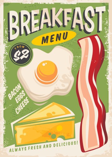 Breakfast poster Royalty Free Vector Image - VectorStock