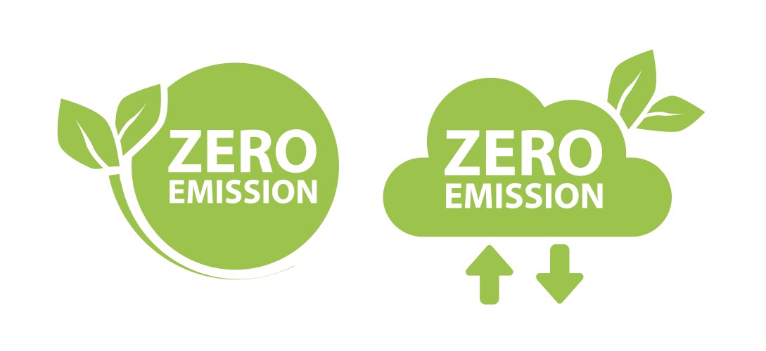 Zero emission net label stamp design leaves Vector Image