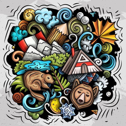 Canada cartoon doodle designs set Royalty Free Vector Image