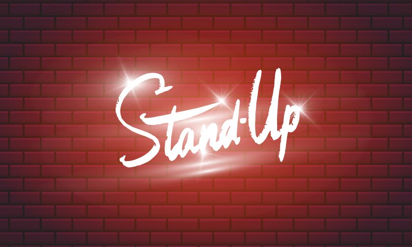 Comedy show neon signboard stand up Royalty Free Vector
