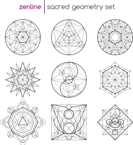 Sacred geometry symbols - set 01 Royalty Free Vector Image
