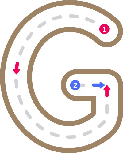 Tracing alphabet uppercase capital letter g Vector Image