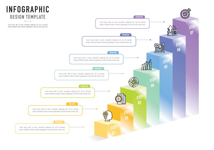 Rectangular isometric infographic for business Vector Image