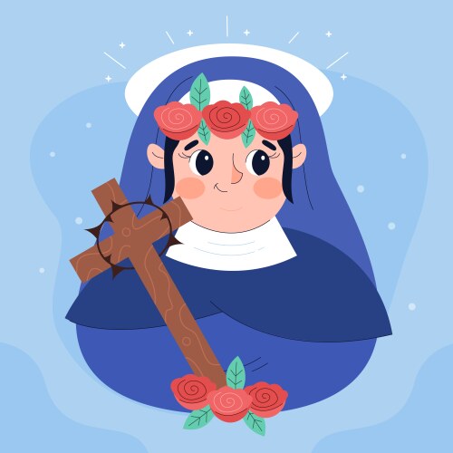 Cartoon santa rosa de lima Royalty Free Vector Image
