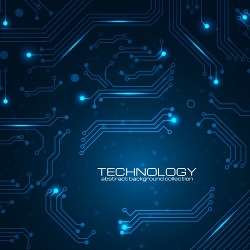 Technology background with circuit board elements Vector Image
