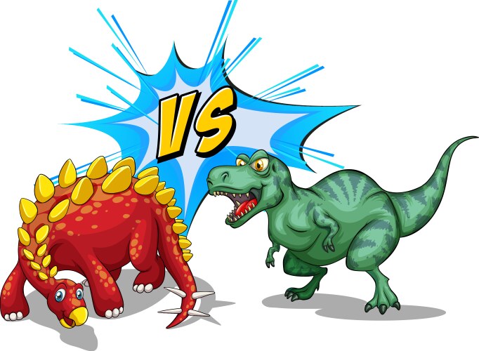 Two t-rex fighting each other Royalty Free Vector Image