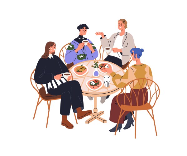 People Sitting Around Table Vector Images (over 200)