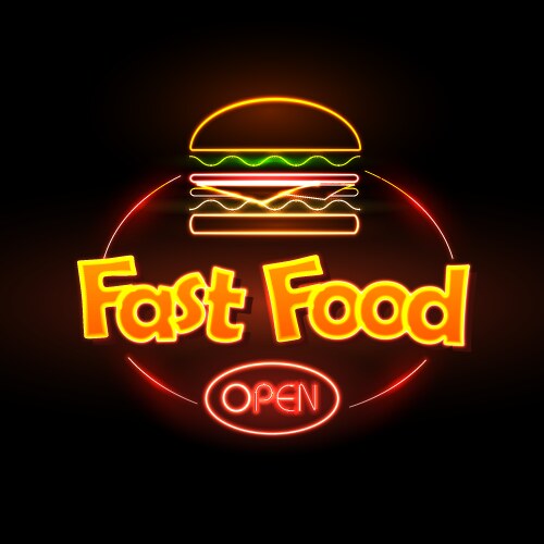 Cheeseburger neon sign poster Royalty Free Vector Image