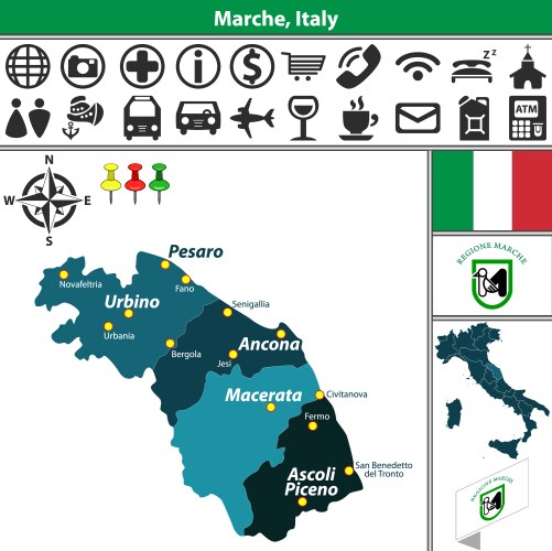 Map of marche Royalty Free Vector Image - VectorStock
