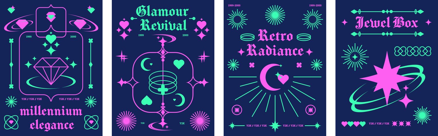 Minimalistic poster layout in y2k style Royalty Free Vector