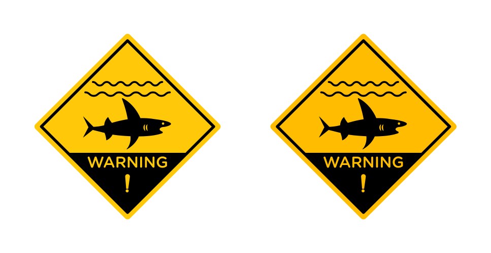 Shark warning sign icon set caution for marine Vector Image