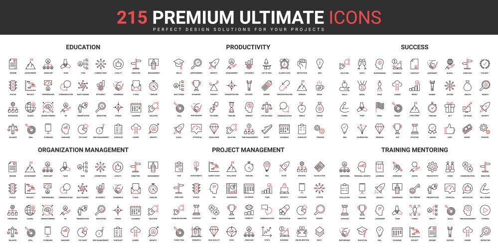Finance and business line icons collection big ui Vector Image