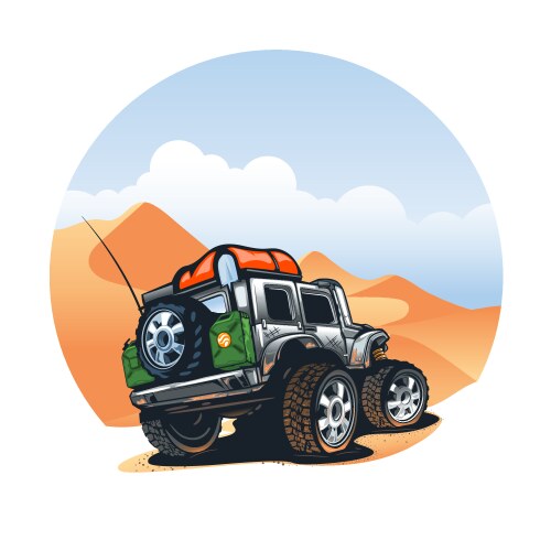 Extreme yellow off road vehicle suv Royalty Free Vector