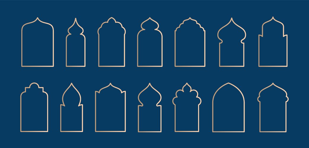 Gold traditional islamic window shape muslim Vector Image