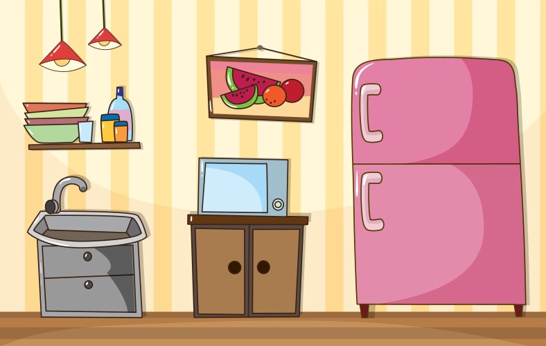 Cartoon kitchen counter with appliances Royalty Free Vector