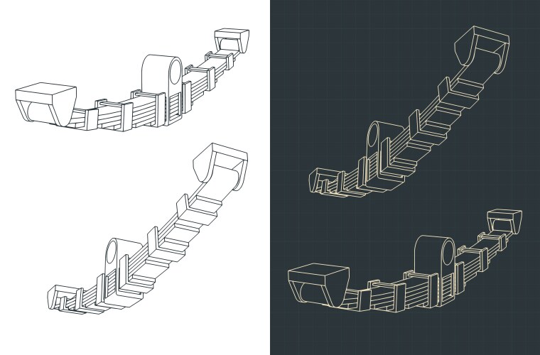 Leaf springs blueprints Royalty Free Vector Image
