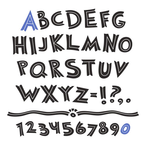 Cartoon comic graffiti font alphabet Royalty Free Vector