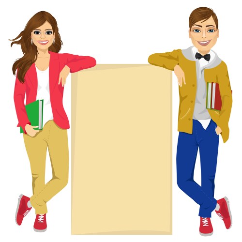 Cartoon cheerful college students set Royalty Free Vector