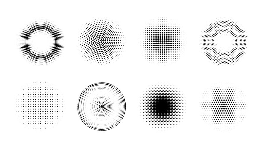 Halftone effect backgrounds set Royalty Free Vector Image