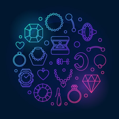 Jewelry round outline Royalty Free Vector Image