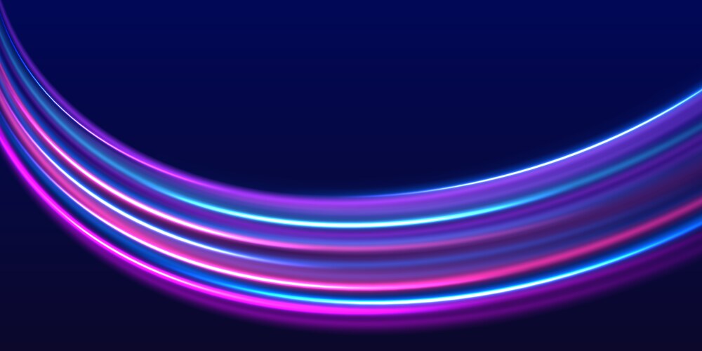 Neon light line trails Royalty Free Vector Image
