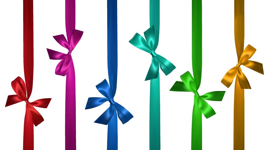 Realistic green bow with vertical ribbons Vector Image