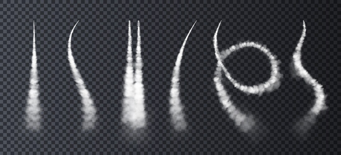 Airplane condensation trails jet trailing smoke Vector Image