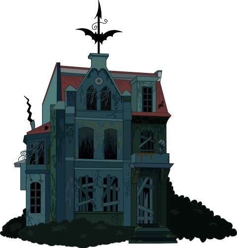 Haunted house linocut Royalty Free Vector Image