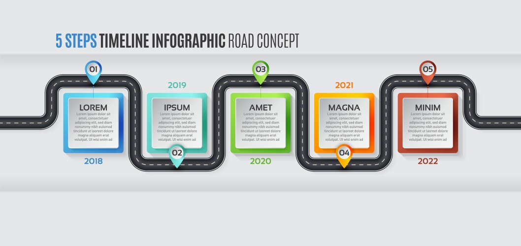 5 steps timeline infographic template with arrows Vector Image