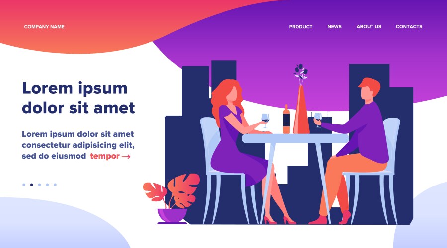 With romantic dinner of couple Royalty Free Vector Image