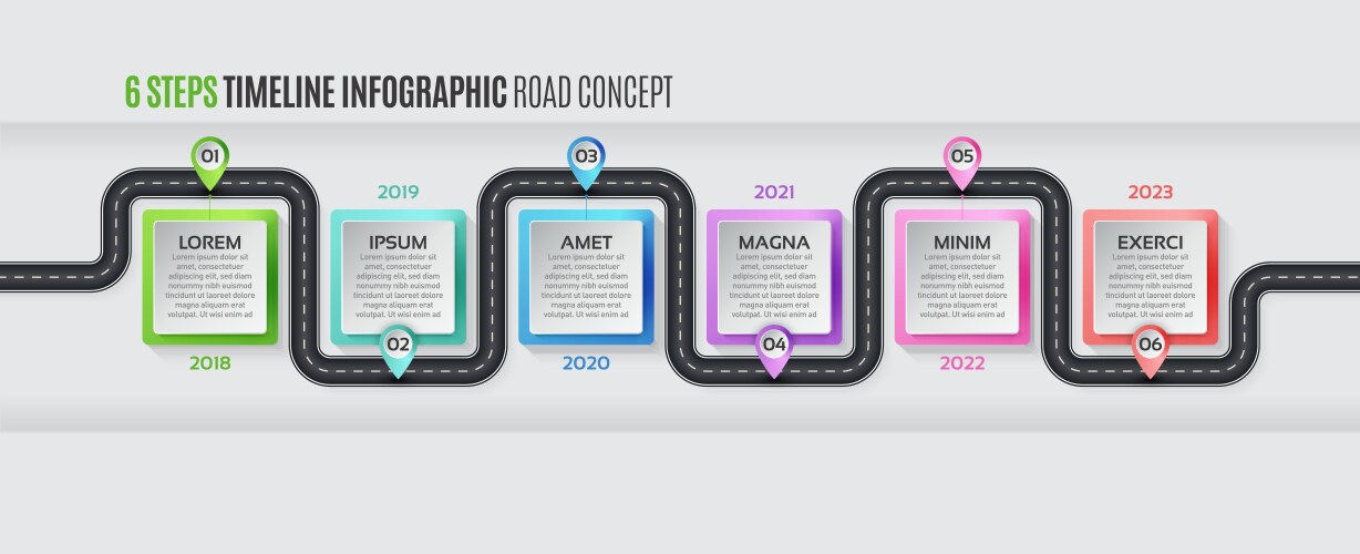 6 steps timeline infographic template Royalty Free Vector