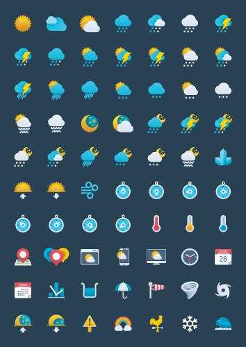 Meteo realistic icon clouds sun rain wind snow Vector Image