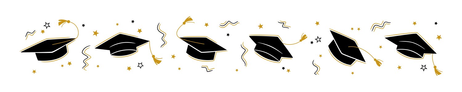 Banner with graduation caps Royalty Free Vector Image