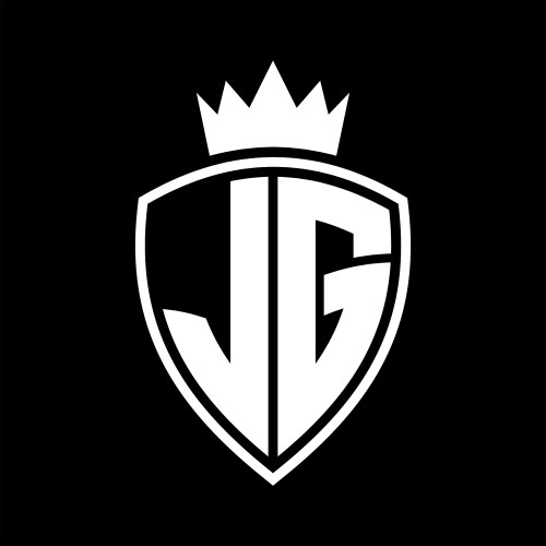 Jg letter bold monogram triangle curve shield Vector Image