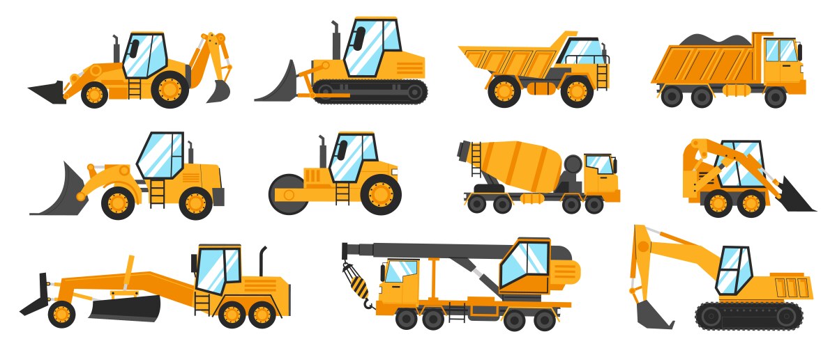 Excavator heavy industrial construction machinery Vector Image