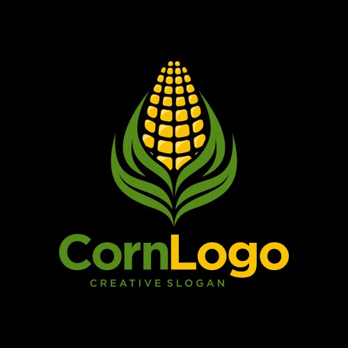 Sweet corn logo on black background Royalty Free Vector