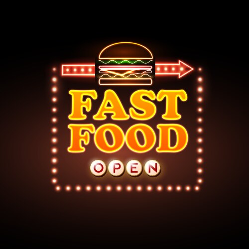 Cheeseburger neon sign poster Royalty Free Vector Image