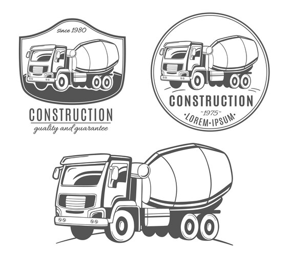 Concrete mixer truck logo Royalty Free Vector Image