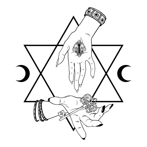 Magical hands boho occult magic hand witch Vector Image