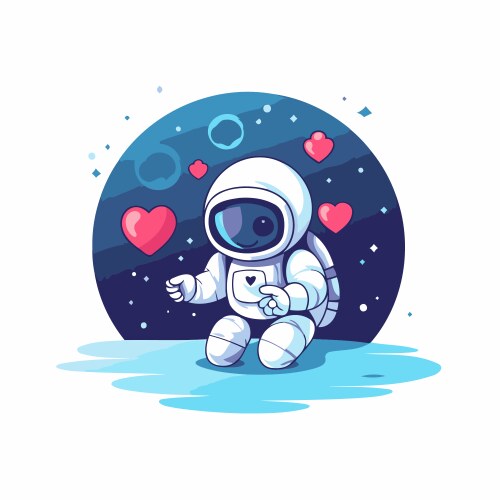 Cute astronaut in space hand drawn cartoon Vector Image