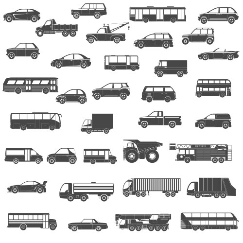 Car type icons set model automobile black Vector Image