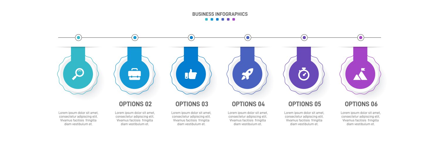 Horizontal progress bar featuring 6 arrow-shaped Vector Image