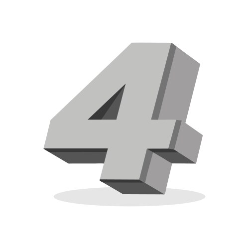 Bubble with 3d number 4 shape realistic gray Vector Image