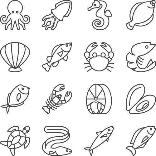 Sketch seafood lobster shellfish fish shrimp Vector Image