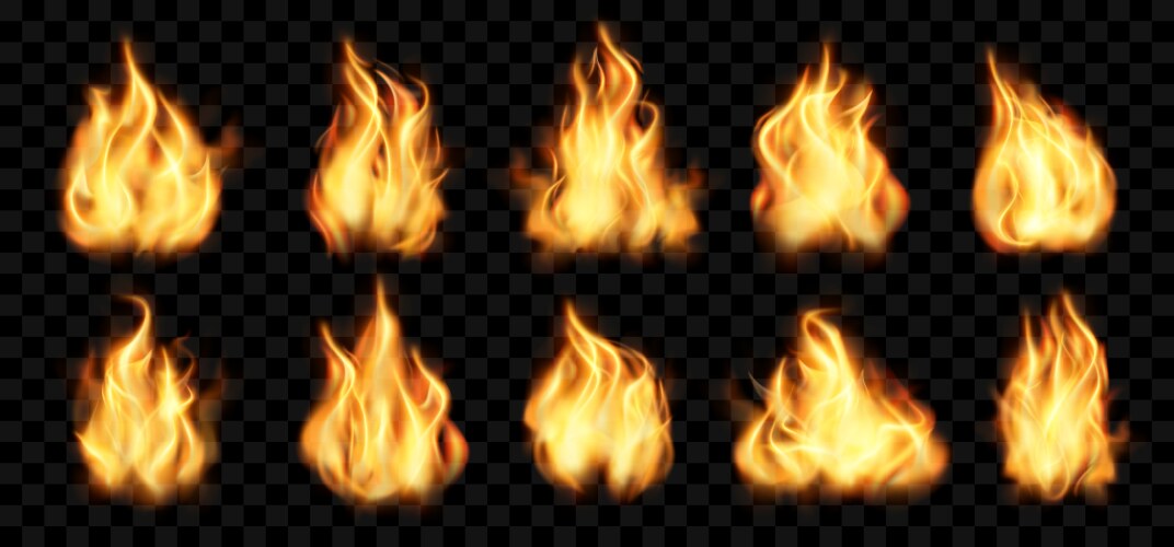 Fire flame realistic borders Royalty Free Vector Image