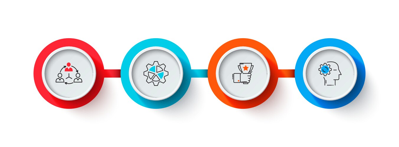 Infographic template 4 circles connected by a line
