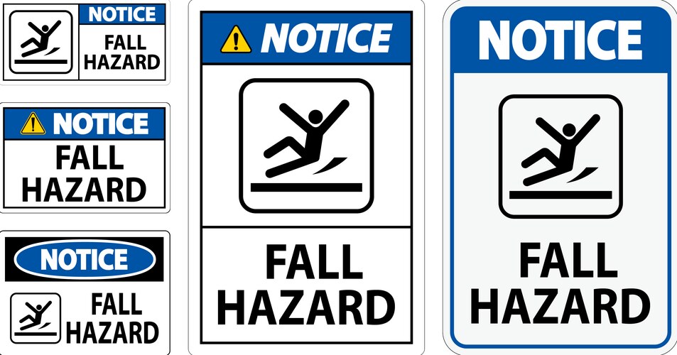 Caution sign fall hazard – Royalty-Free Vector | VectorStock