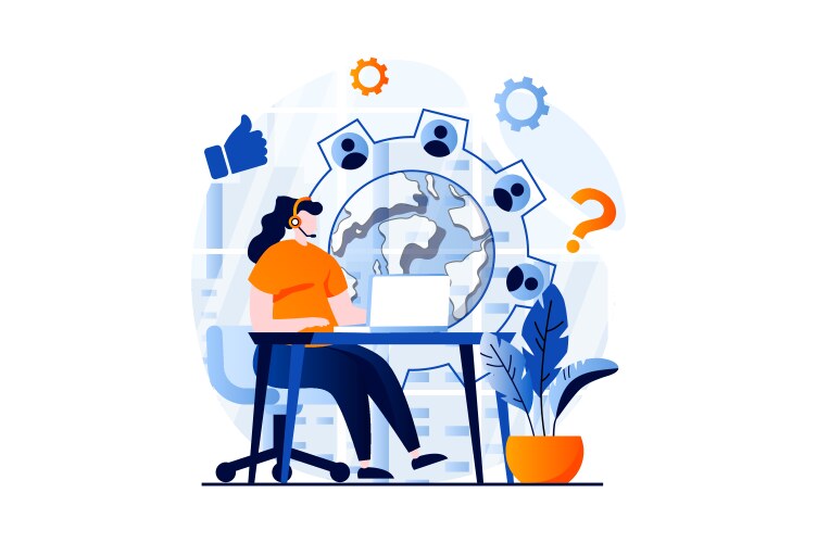 Technical support concept with people scene Vector Image