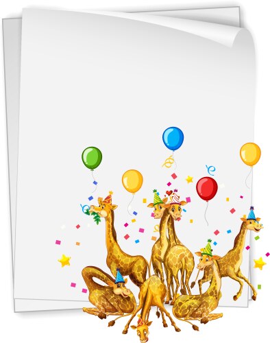 Paper template with cute animals in party theme Vector Image