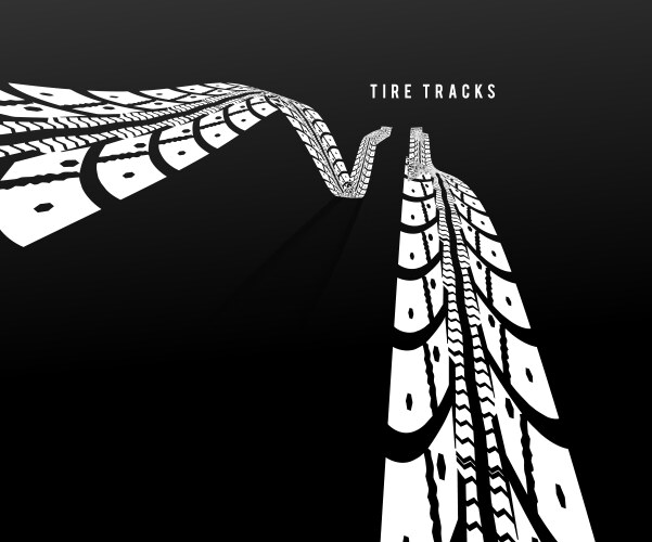 Tire tracks on grey background Royalty Free Vector Image